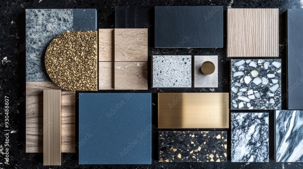 interior material samples contains panels and tiles. interior moodboard ...
