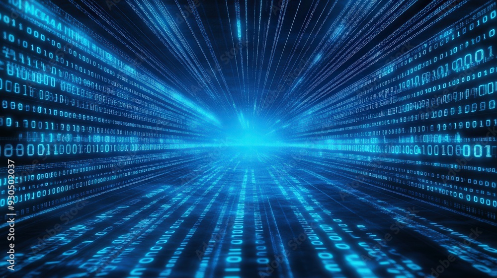 Futuristic Digital Landscape, immersive 3D space filled with flowing ...