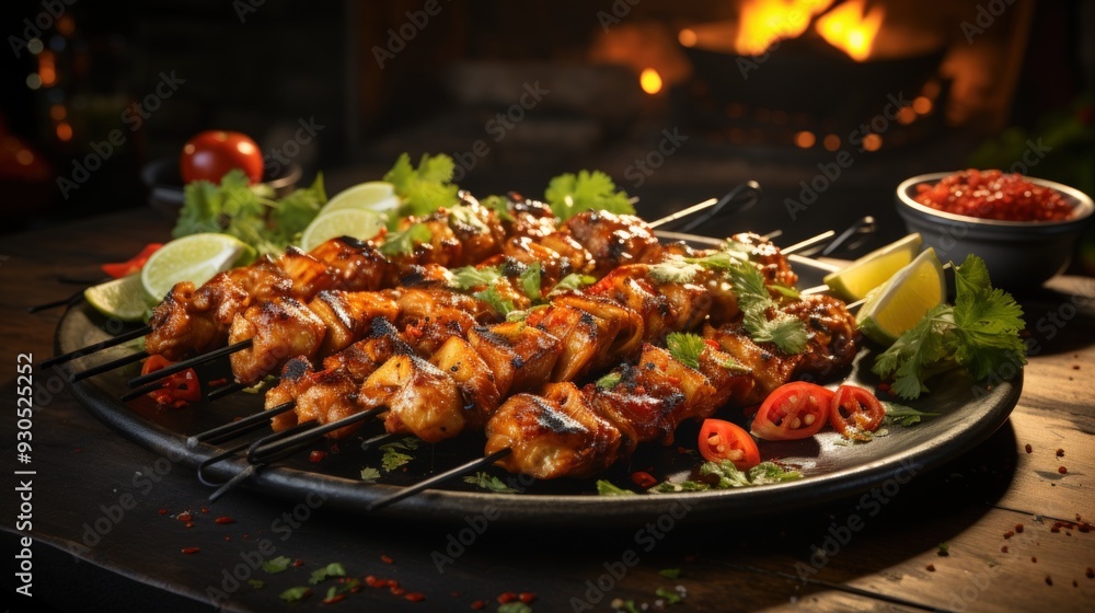 Sate Ayam Chicken Satay with Peanut Sauce. Best For Banner, Flyer, and ...