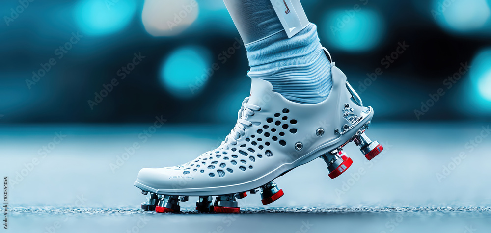 normal monopodal prosthetic for sports made of titanium, emphasizing ...