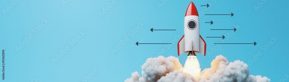 Rocket launching with timeline markers, symbolizing the acceleration of ...