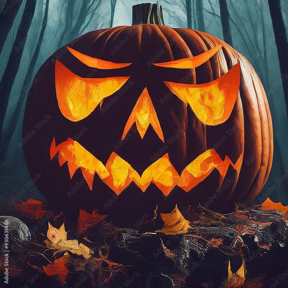 Halloween background with pumpkins and haunted house - 3D render ...