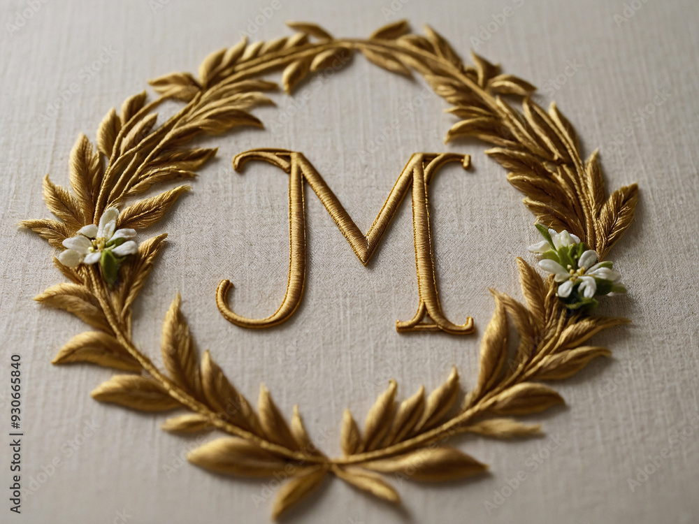 Ilustración de Stock A classic embroidery design of an elegant monogram ...