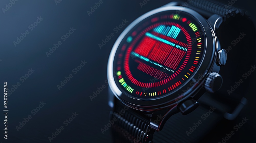 Smartwatch with holographic interface displaying futuristic data ...
