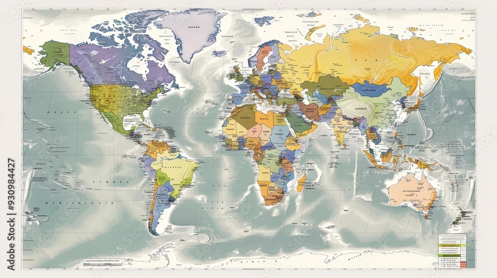 Design a world map showing political boundaries, capital cities, and ...