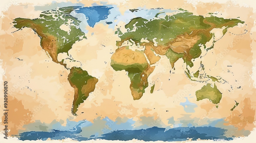 Illustrate a detailed world map showing all major desert regions ...