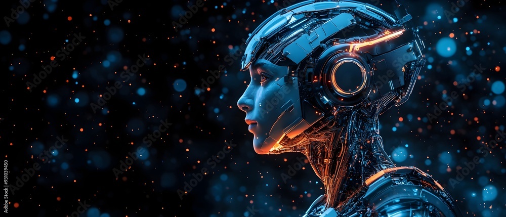 digital portrait of a cybernetically enhanced human face showcasing the ...