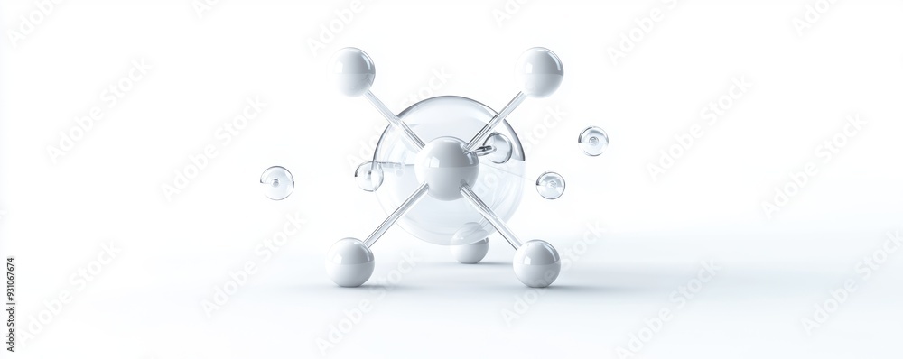 Minimalistic line art of an atomic structure with electrons orbiting ...