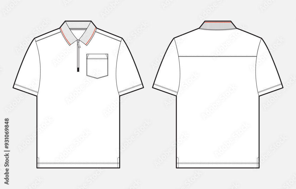 Polo shirt technical drawing fashion flat sketch vector illustration ...