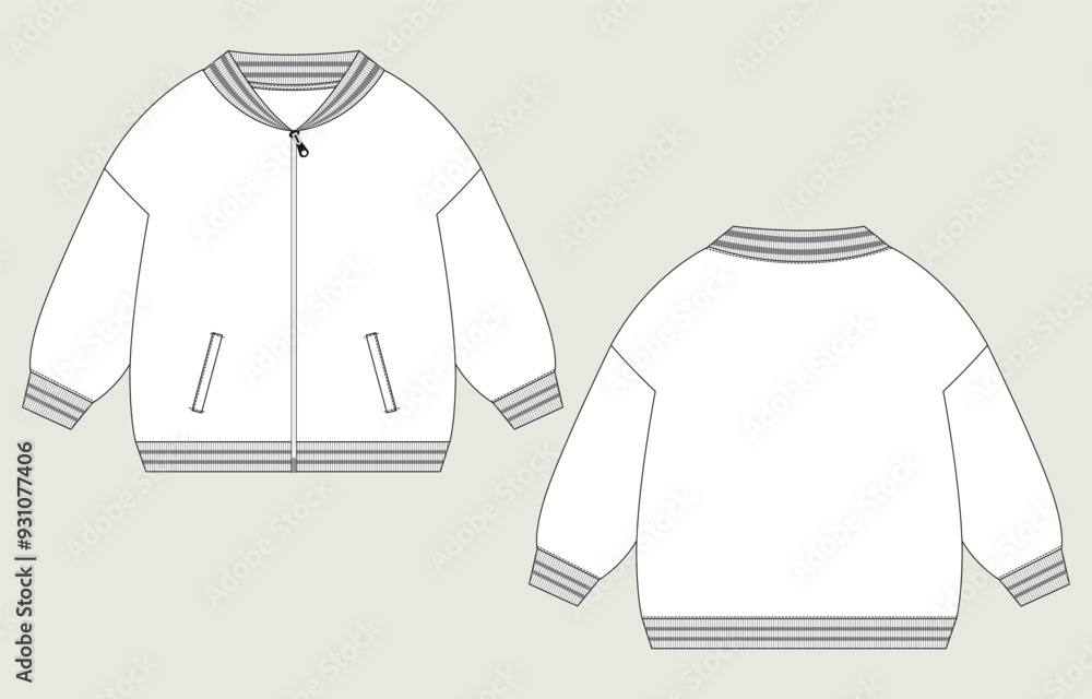 Sweatshirt technical drawing fashion flat sketch vector illustration ...