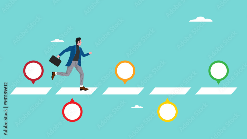 work progress milestone or step to success, career path with Timeline ...