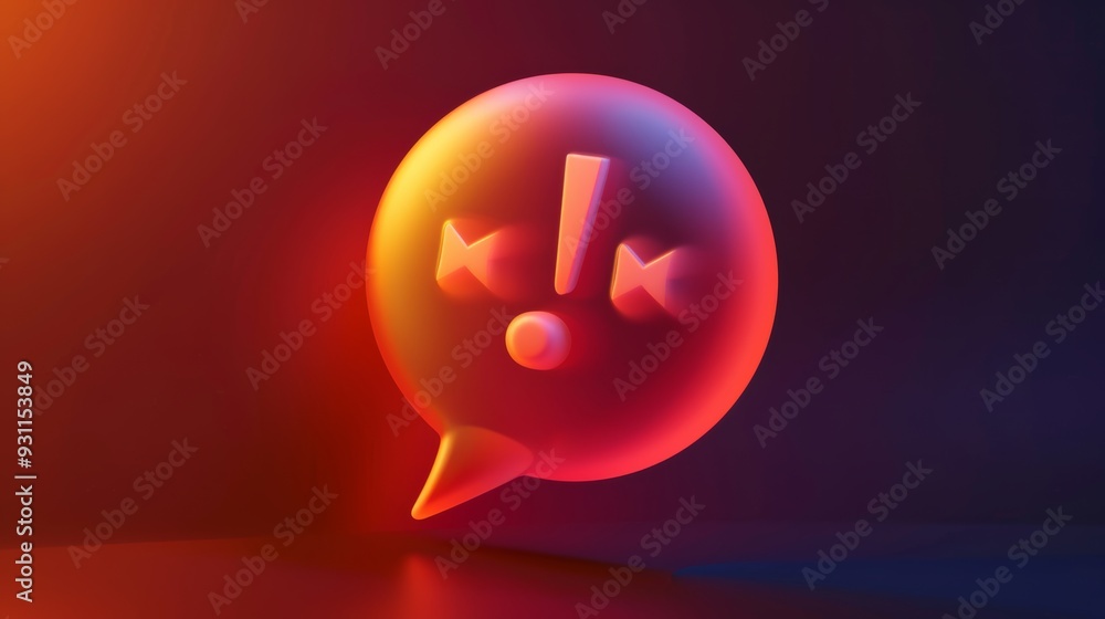 Photo of empty warning message bubble, push notification with danger ...