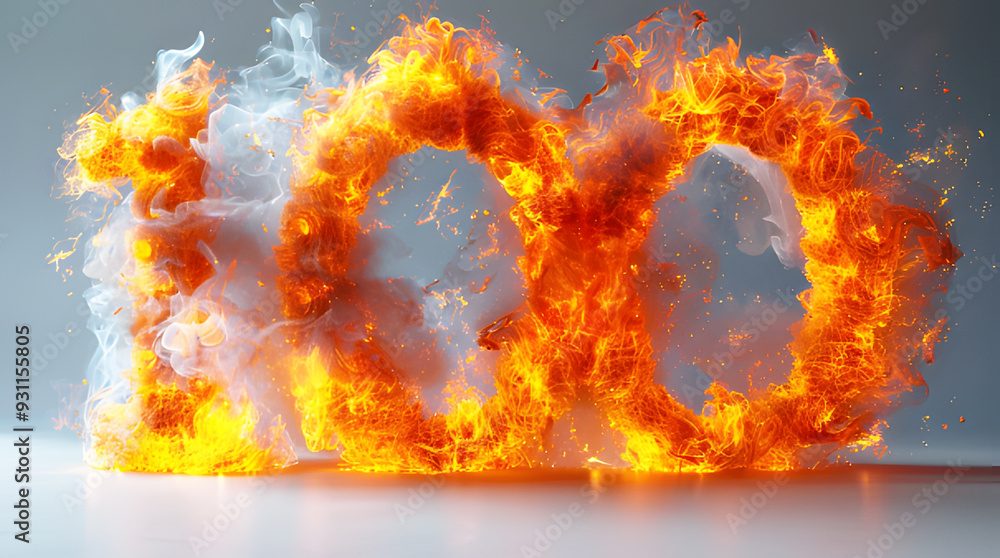 Fire number one hundred (100) on white background. Alphabet number made ...