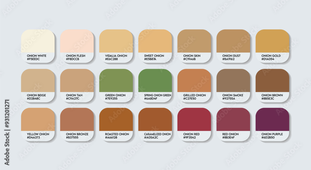 Onion Color Palette, Onion Red Color Guide Palette with Color Names ...