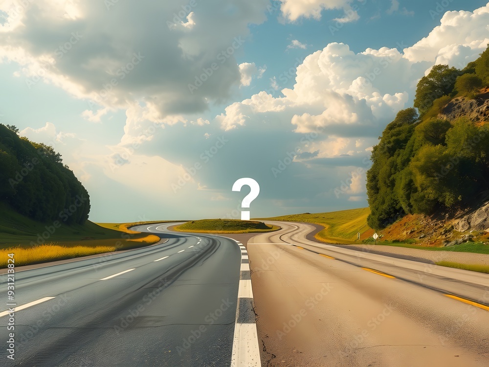 Road marked with a question mark. Stock Illustration | Adobe Stock