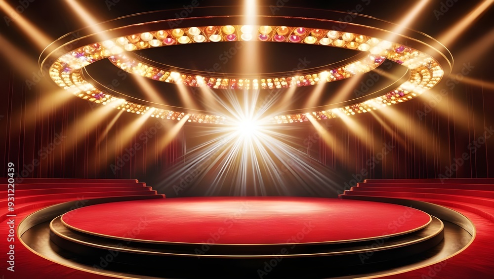 Spotlight on the Red Carpet round stage with Stage Lighting , created ...
