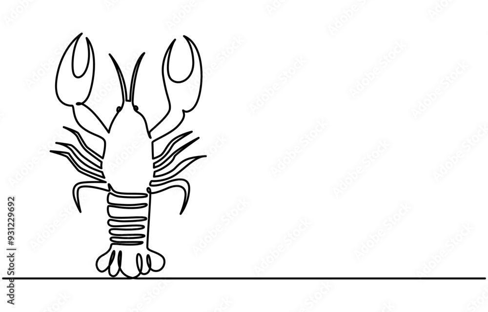Vector continuous one single line drawing icon of lobsters crayfish in ...