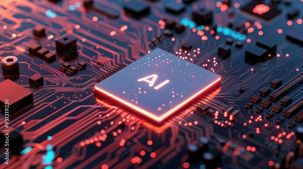 Create a visually striking image of a CPU designed for AI technology ...