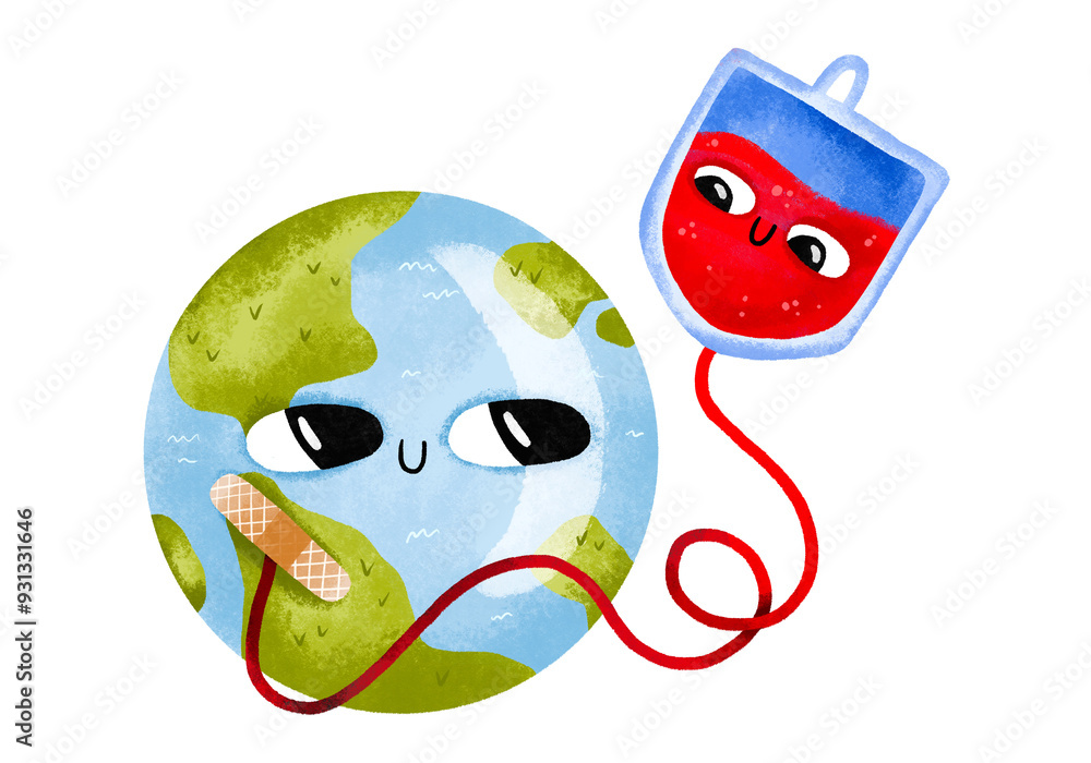 Planet earth and blood transfusion, plasma, platelets. Blood donor day ...