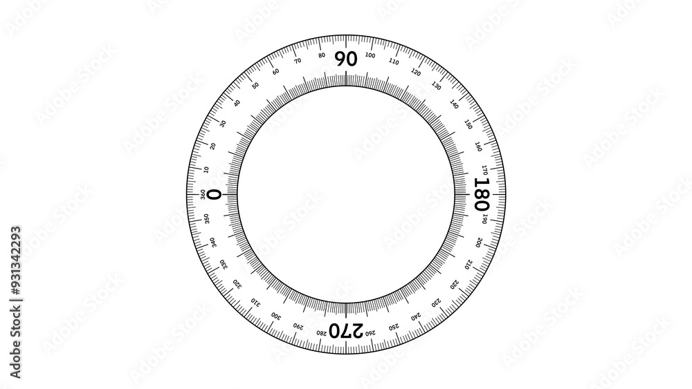 Protractor circle to measure geometrical angles and coordinates ...