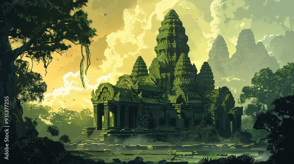 Imagine a vector graphic of an ancient temple. Stock Illustration ...