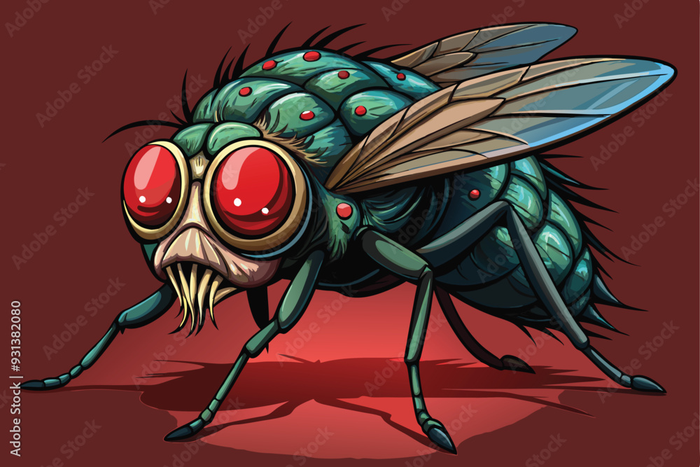 Fly vector image, horror style Stock Vector | Adobe Stock