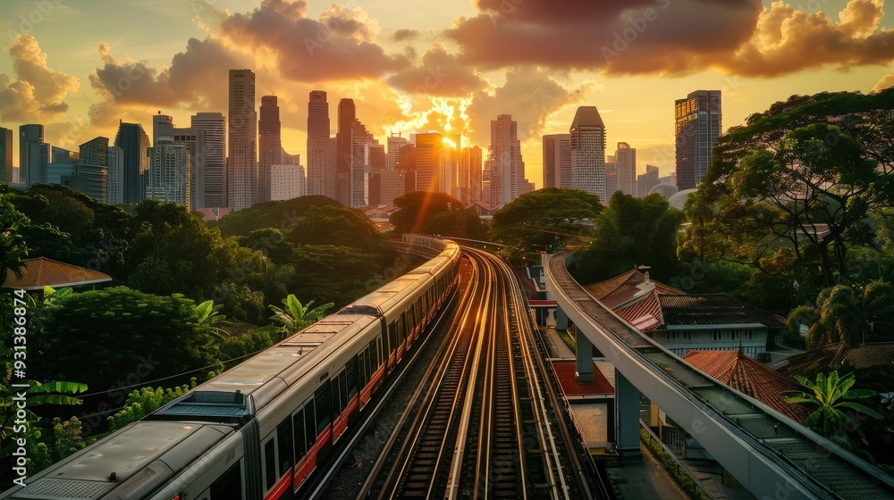 Singapore's efficient public transport system, including MRT trains and ...