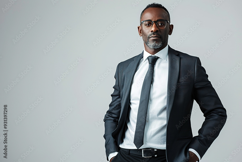 Portrait of smart successful African American man in business suit on ...