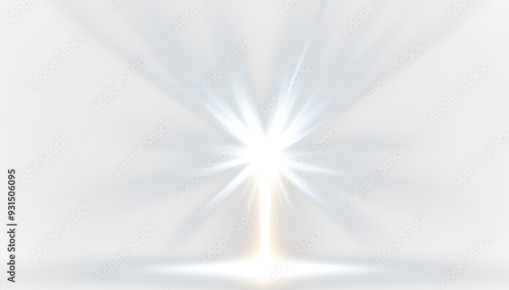 Radiant burst of light emanating from a central point isolate on transparent background, cutout ...