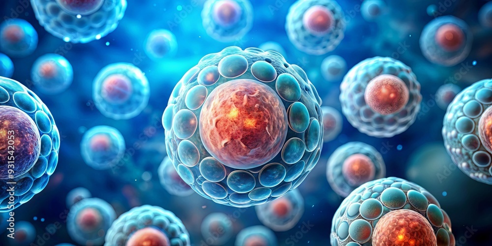 render of stem cells in a scientific setting, stem cells, biology ...