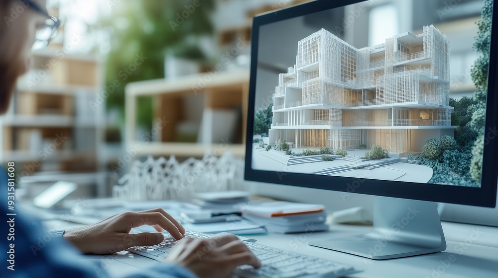 Architect Working on Innovative Building Design in 3D. Architect ...