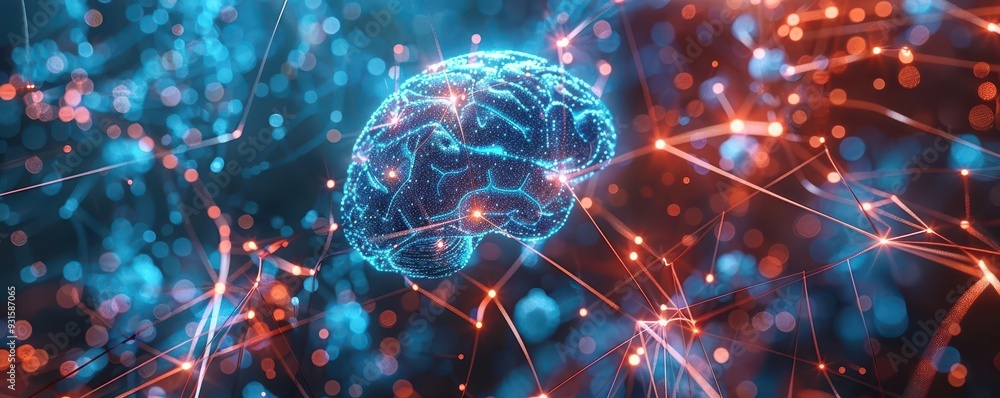 Deep learning neural networks in a hightech lab, front view, depicting ...