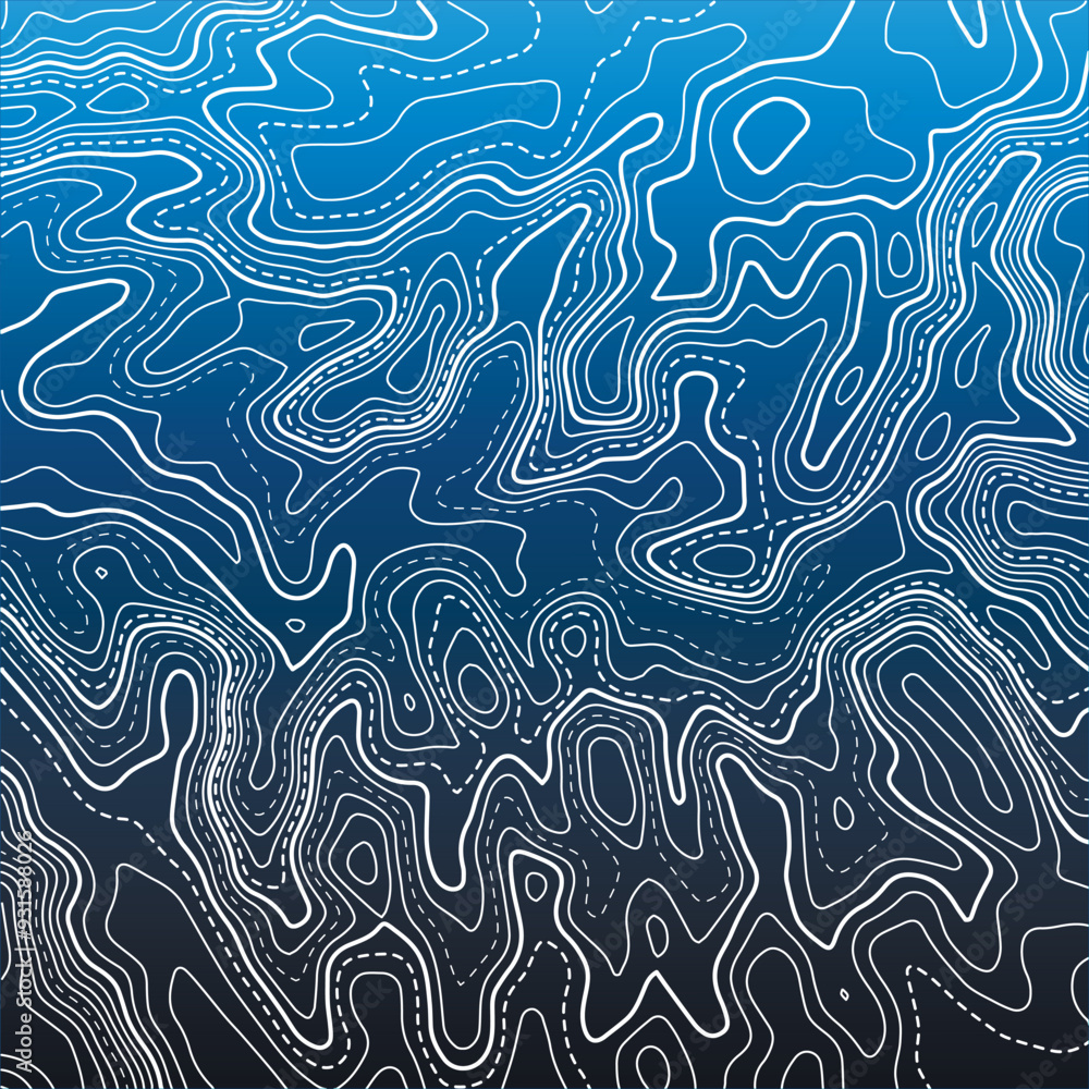 Stylized topographic map outline height in lines and contours. The ...