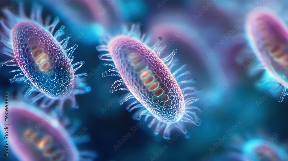The microscopic view reveals the intricate cilia structure on a ...