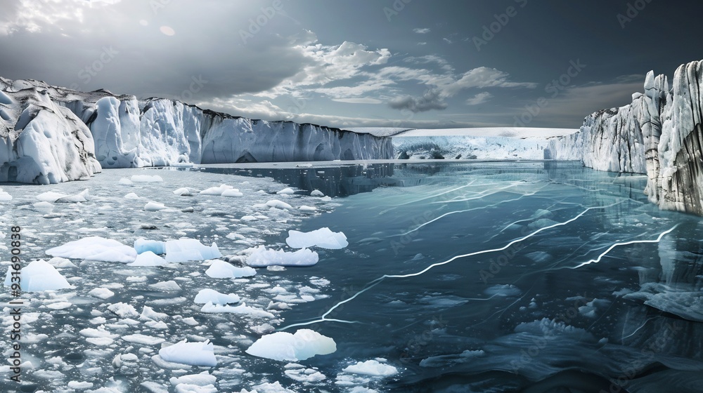 Visual representation of climate change showing melting glaciers ...