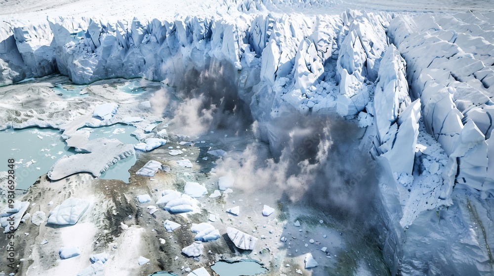 Visual representation of climate change showing melting glaciers ...