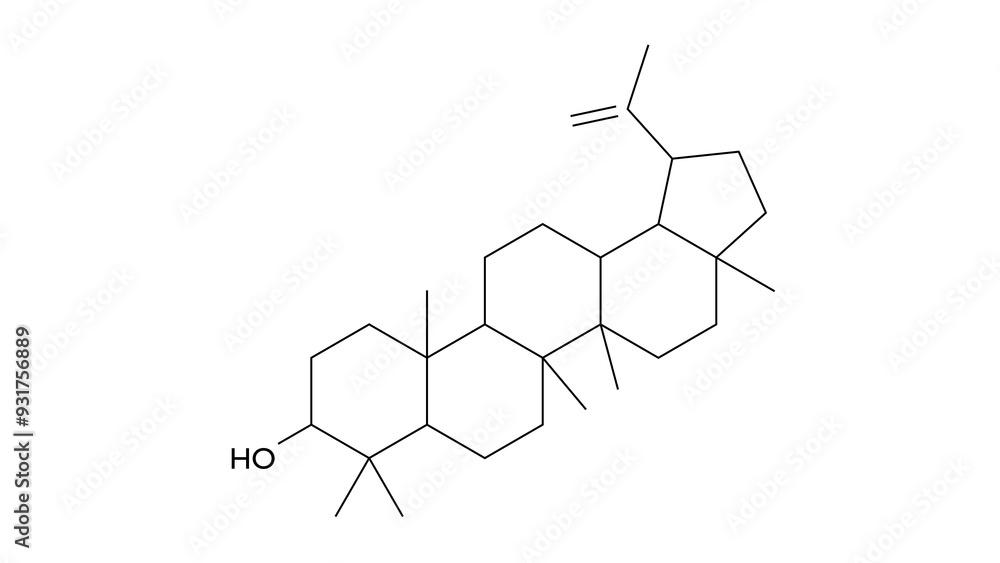 lupeol molecule, structural chemical formula, ball-and-stick model ...