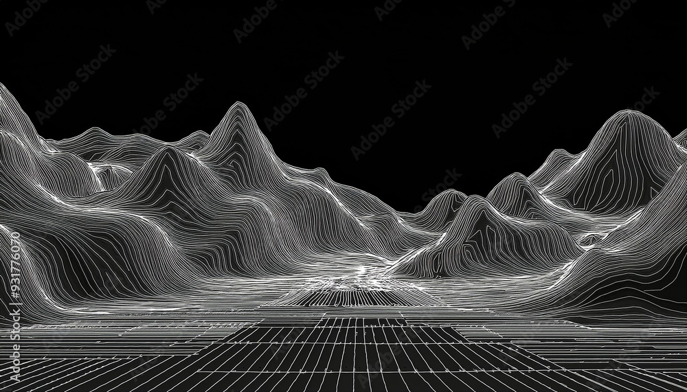 Elevated landscape design. Banner. Terrain elevation chart backdrop ...