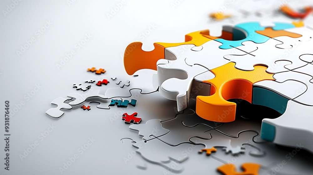 Colorful Jigsaw Puzzle Pieces Interlocking: Illustrates teamwork ...