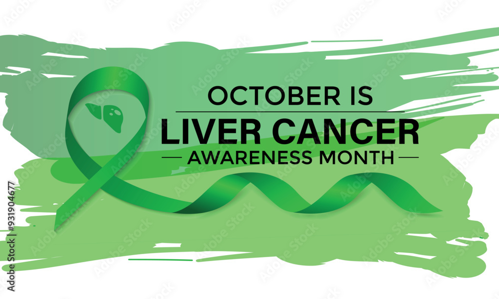 Liver cancer awareness month. Realistic Emerald Green Color Ribbon ...