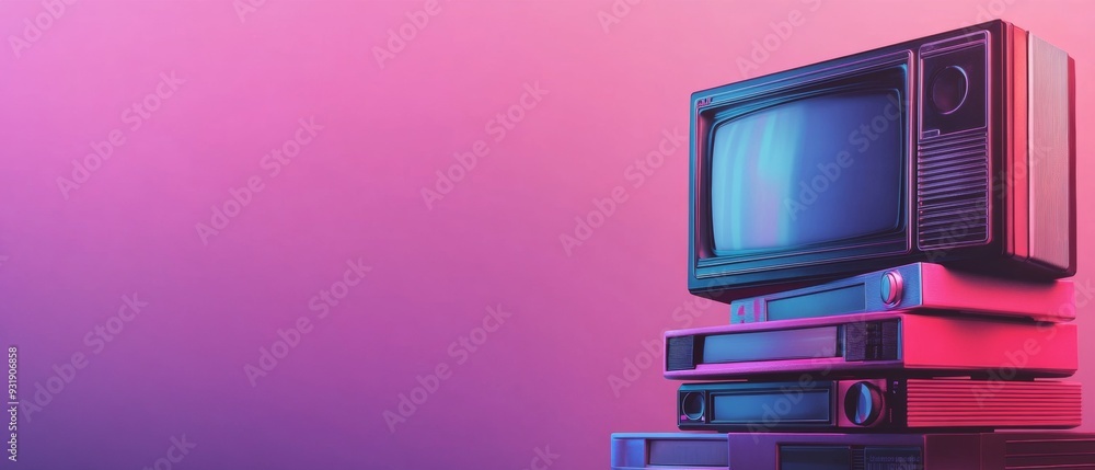 ภาพประกอบ Stock Retro Binge Watch. VHS Nostalgia Banner Design | Adobe ...