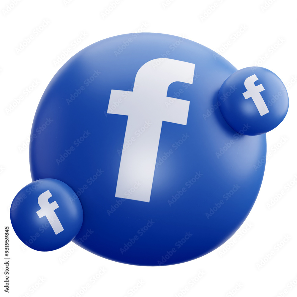 3d facebook logotype icon button for social media, isolated on ...
