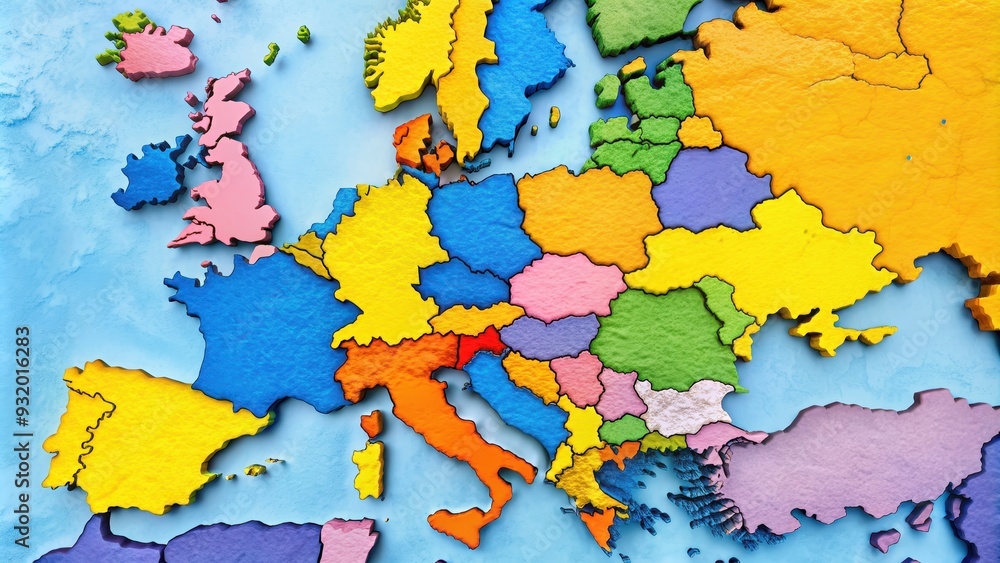 Vibrant map of Ukraine and Europe with clear geopolitical borders ...