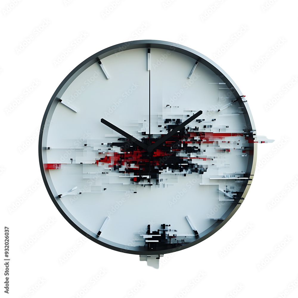 Futuristic Glitched Modern Minimal Dash Wall Clock Isolated on Plain ...