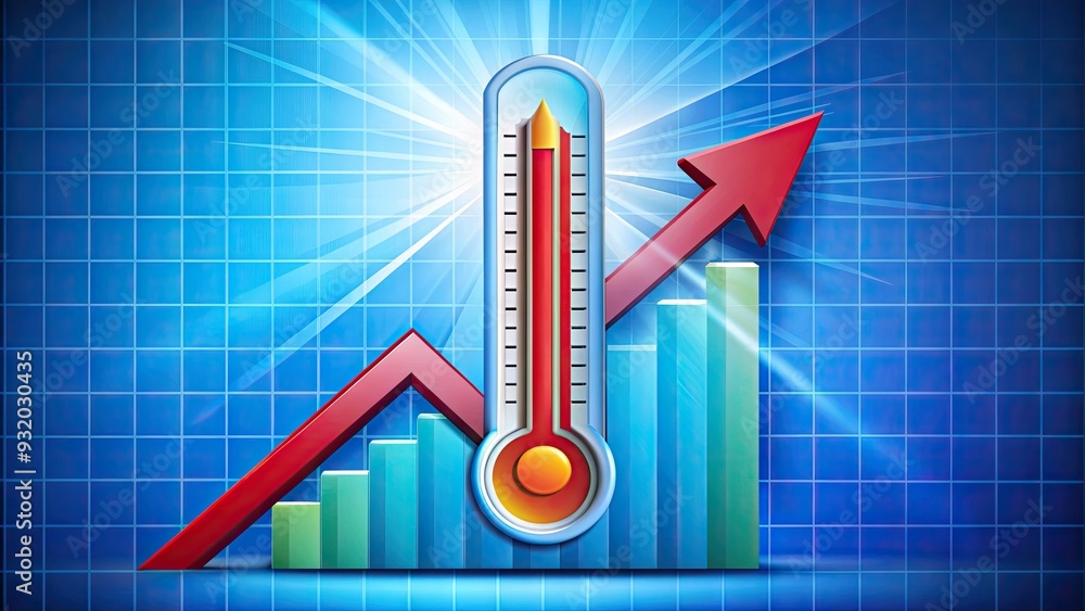 Colorful digital thermometer graphic with rising mercury and bold ...
