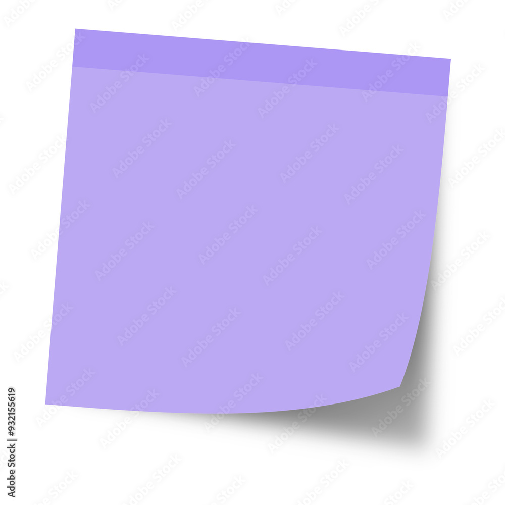 Purple blank sticky post note violet paper with shadow isolated from ...