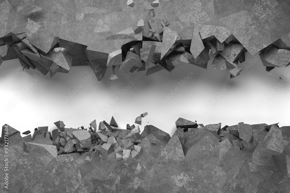 Ilustración de Stock Horizontal strip of destroyed concrete wall ...