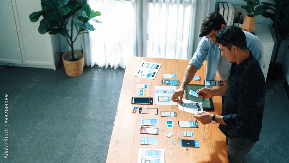 Top view of front-end developer design Ux Ui design for mobile phone ...