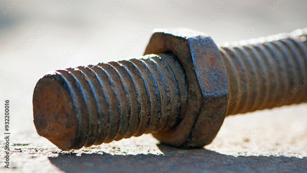 old rusty bolt, iron rod with screw threads. Rusted mechanical ...