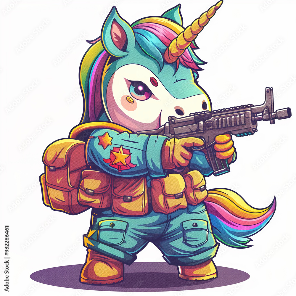 Military Unicorn Cartoon - unicorn, soldier, cartoon, cute, colorful ...